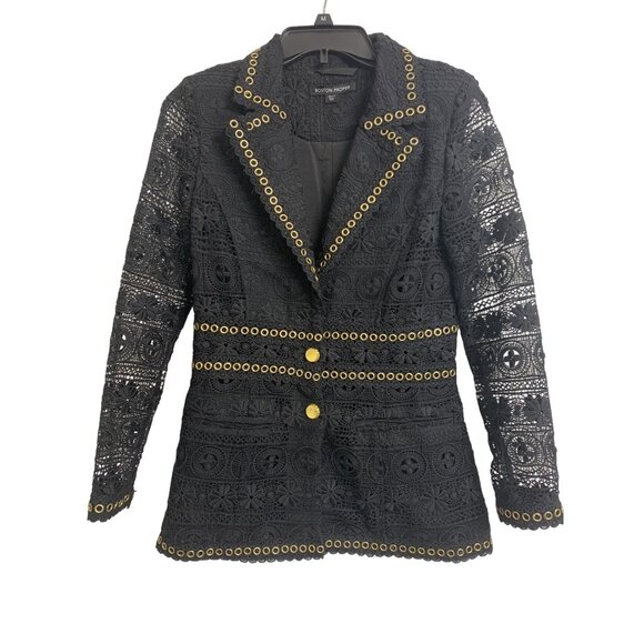 Boston Proper | Jackets & Coats | Boston Proper Black Floral Lace Gold ...